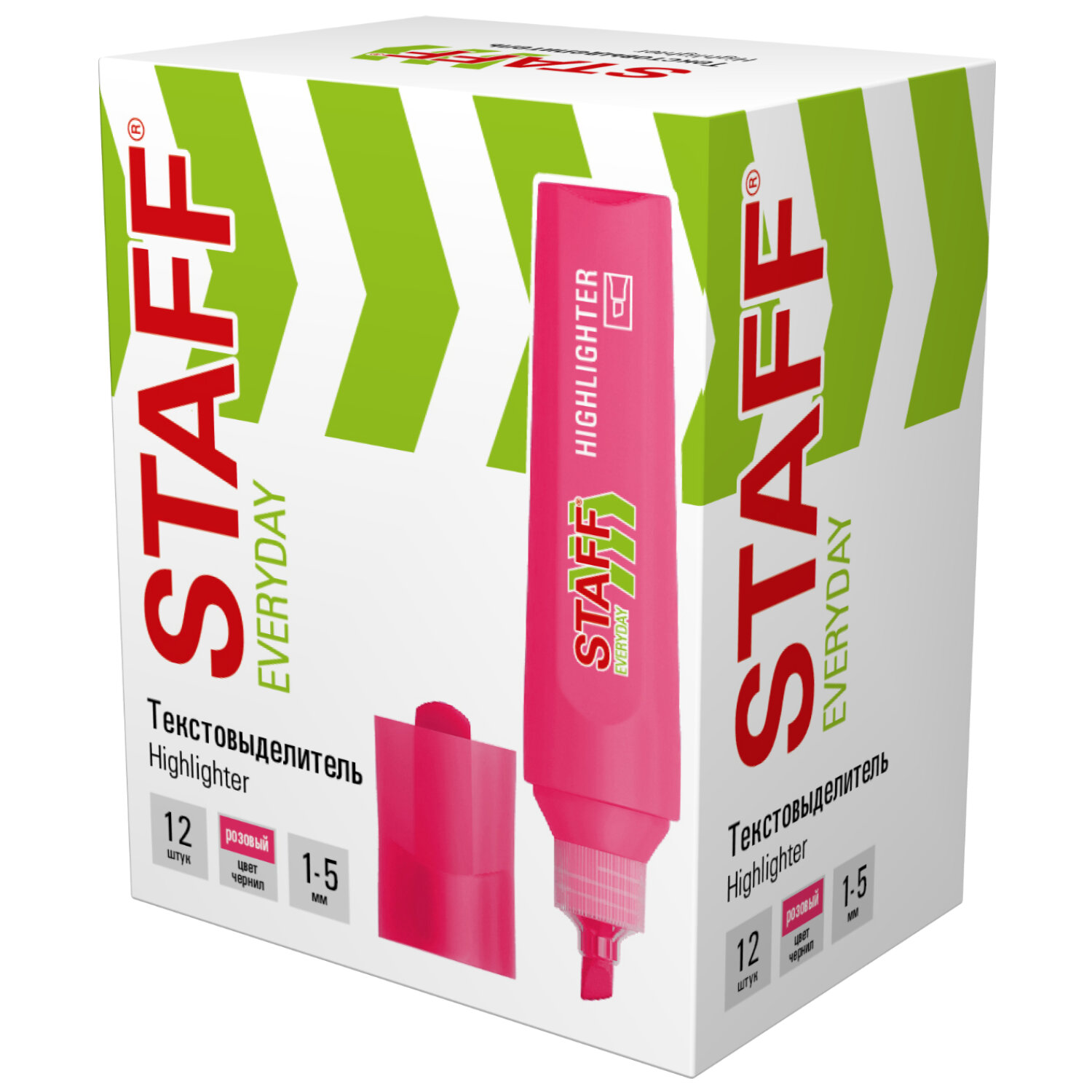 Текстовыделитель STAFF "EVERYDAY HL-720", РОЗОВЫЙ, линия 1-5 мм ...